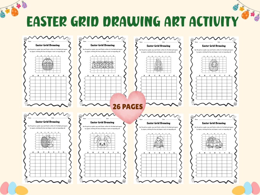 Easter Grid Drawing Worksheets | Bunnies, Chicks and Eggs | Printable ...