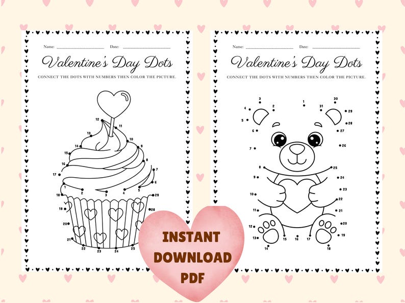 Valentine Dot to Dot Worksheets for Kids | Printable Connect the Dots ...