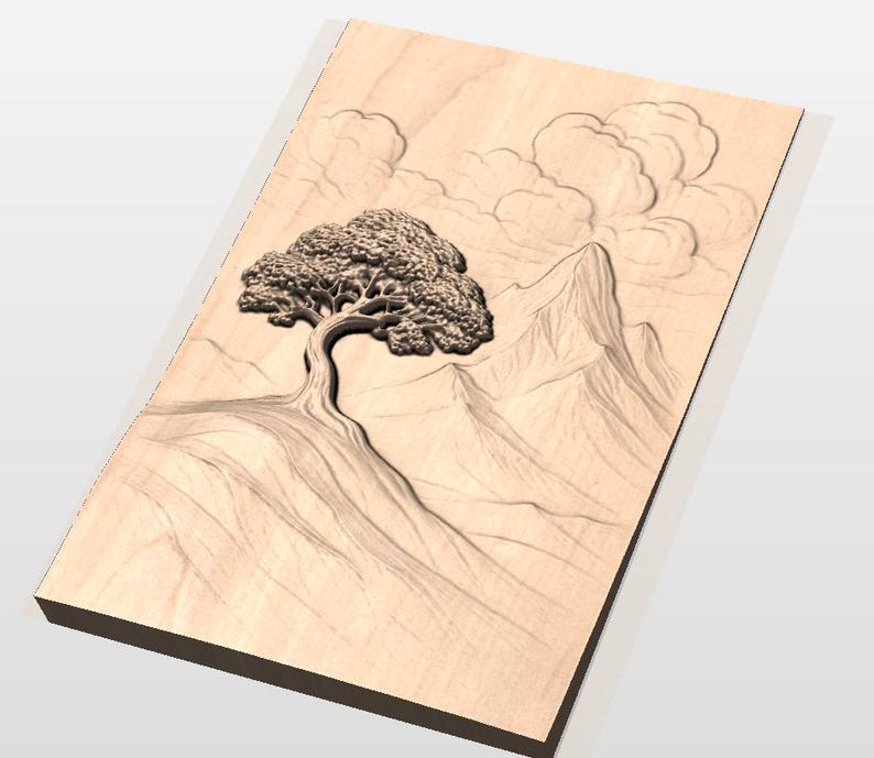 Tree 3D Model STL, Nature Wall Decor, CNC Files for Wood Carving, Bas ...