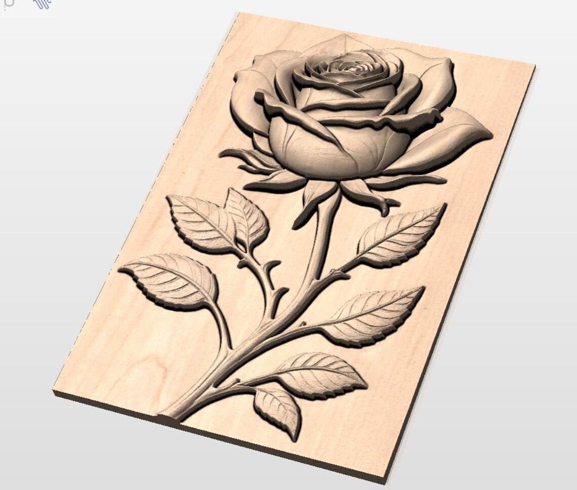Rose Flower 3D Model STL, Floral Wall Decor, CNC Files for Wood Carving ...