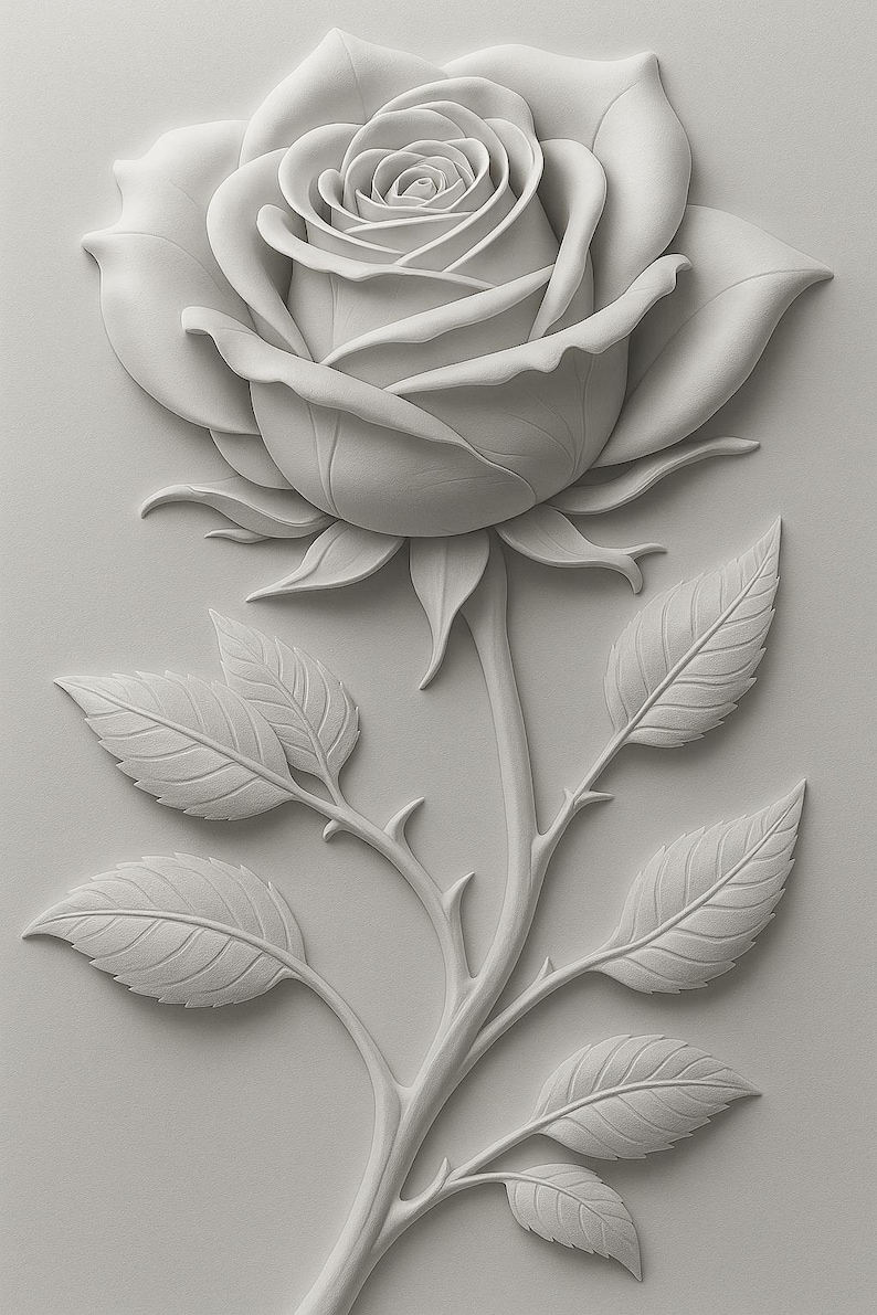 Rose Flower 3D Model STL, Floral Wall Decor, CNC Files for Wood Carving ...