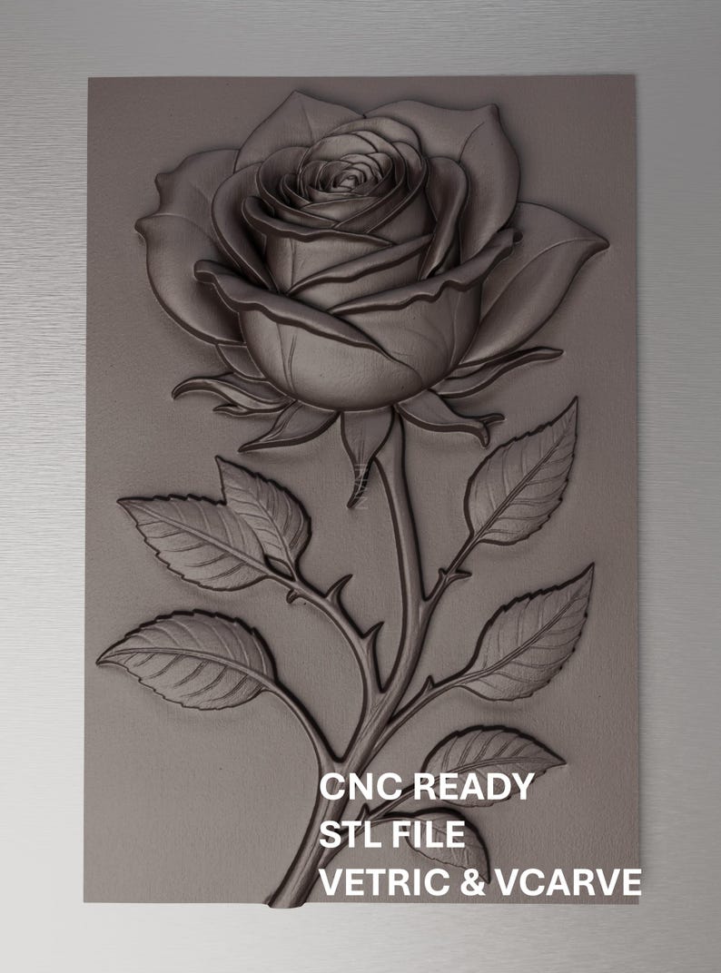Rose Flower 3D Model STL, Floral Wall Decor, CNC Files for Wood Carving ...