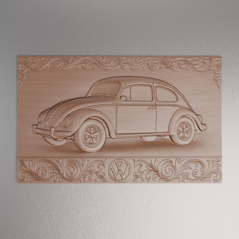 Classic Bug Car 3D Model STL, Retro Wall Decor, CNC Files for Wood ...