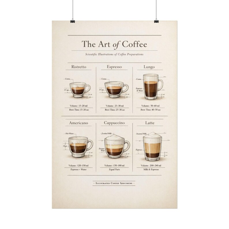 Coffee Diagram Poster | Illustrated Espresso Guide, Kitchen Wall Art - Etsy