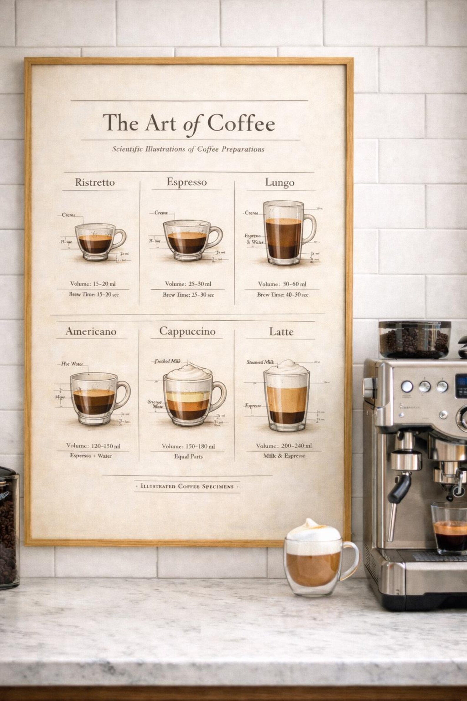 Coffee Diagram Poster | Illustrated Espresso Guide, Kitchen Wall Art - Etsy