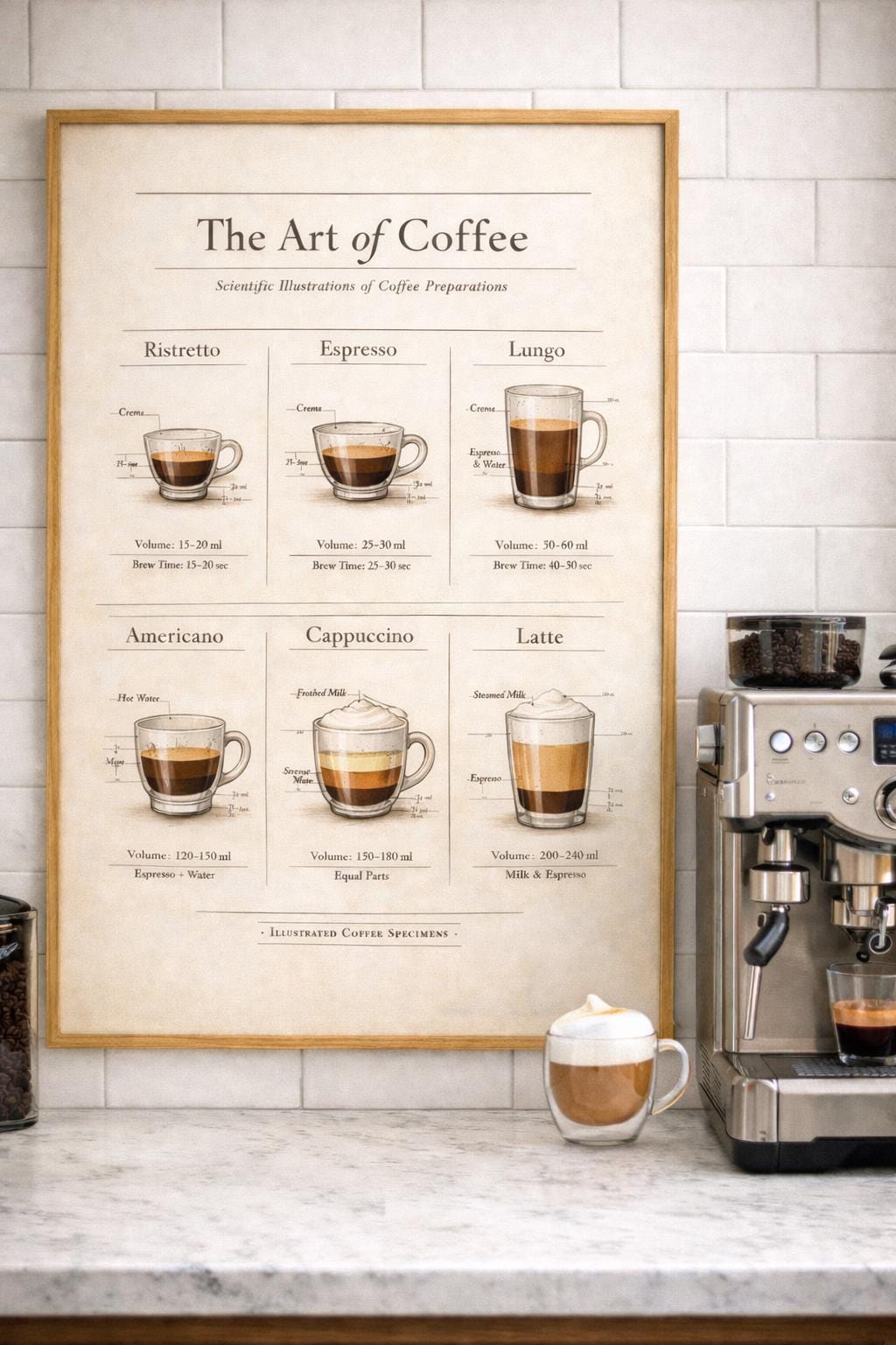 Coffee Diagram Poster | Illustrated Espresso Guide, Kitchen Wall Art - Etsy