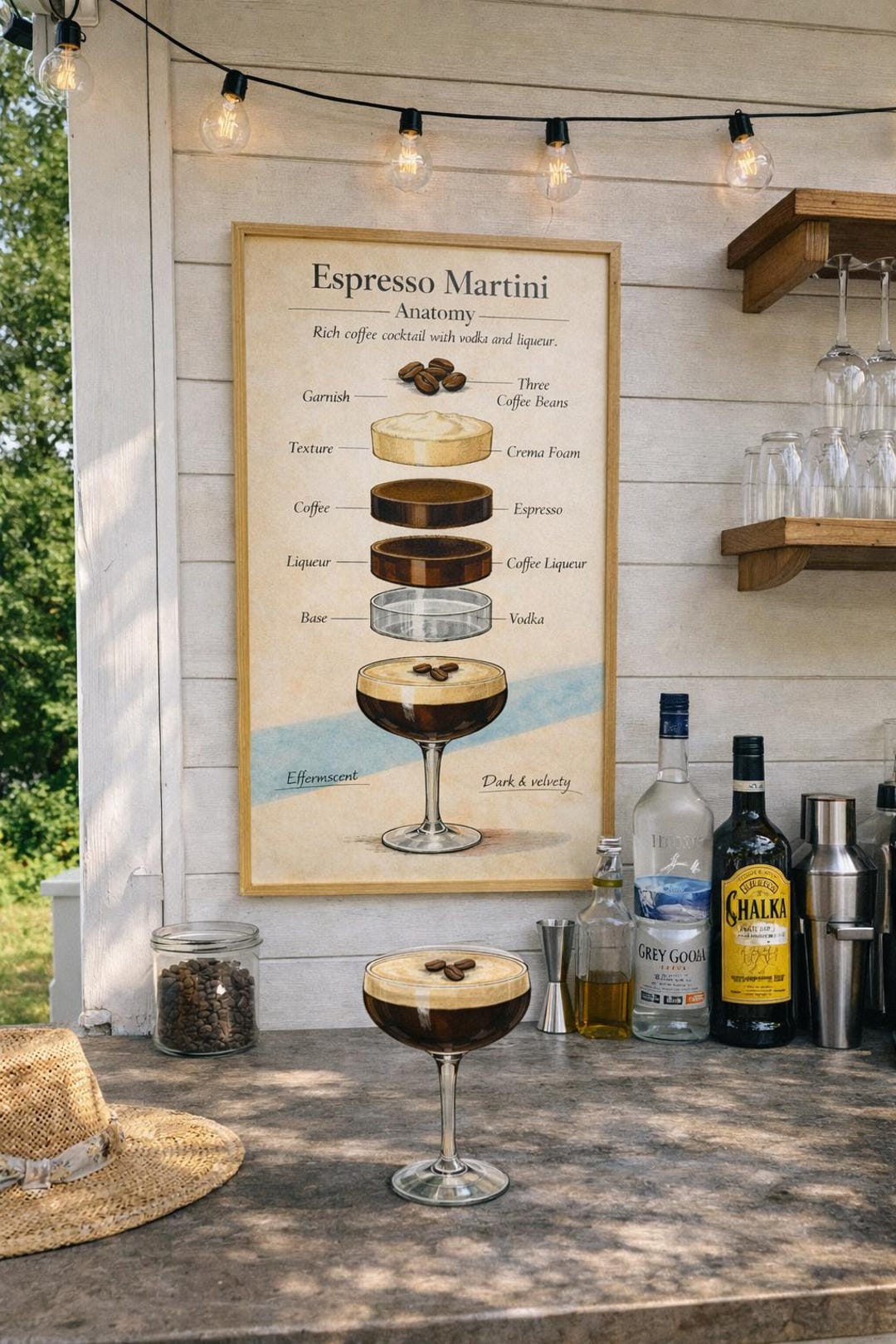 Espresso Martini Anatomy Rolled Poster | Cocktail Diagram Bar Art ...