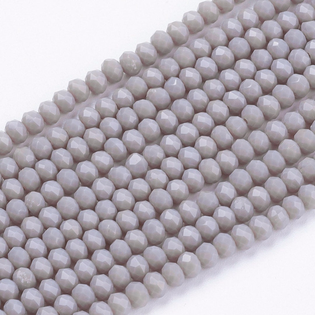 180 Perles En Verre Gris Opaque Perle Facette Perle Rondelle Perle ...