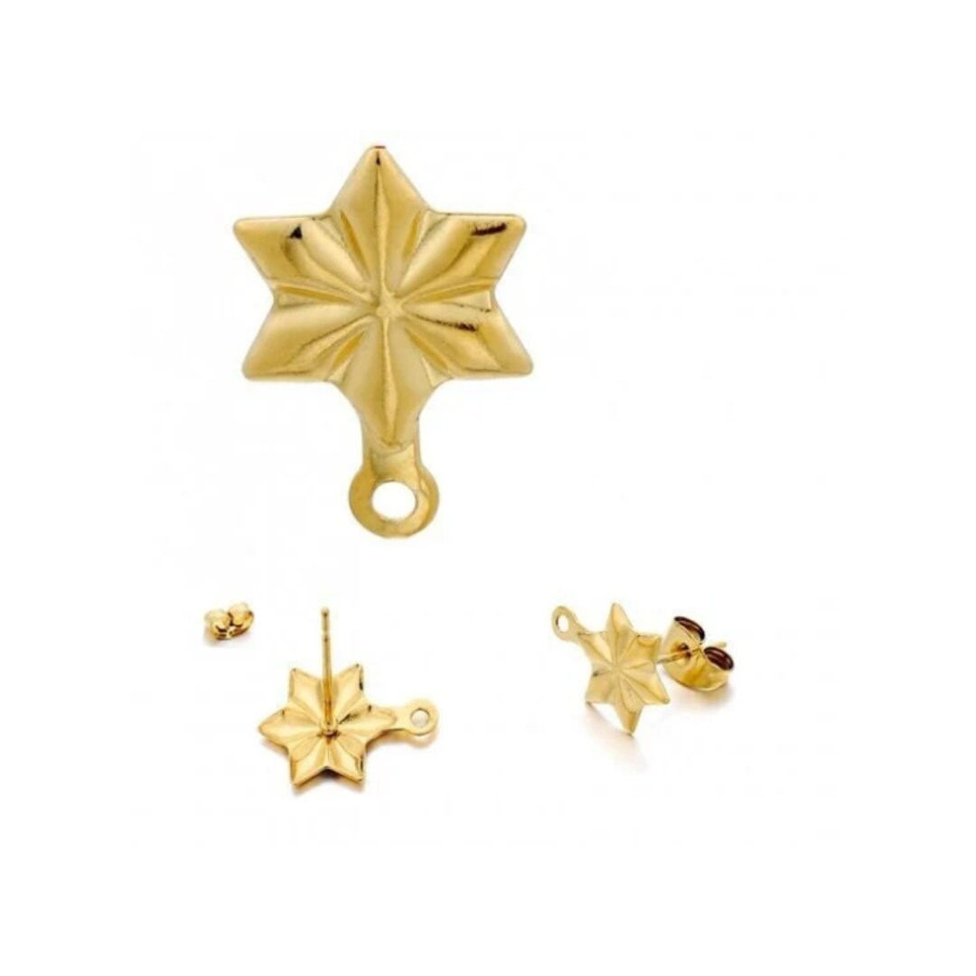 Support Boucle D'oreille étoile Acier Inoxydable 14 X 10 Mm Puce D ...