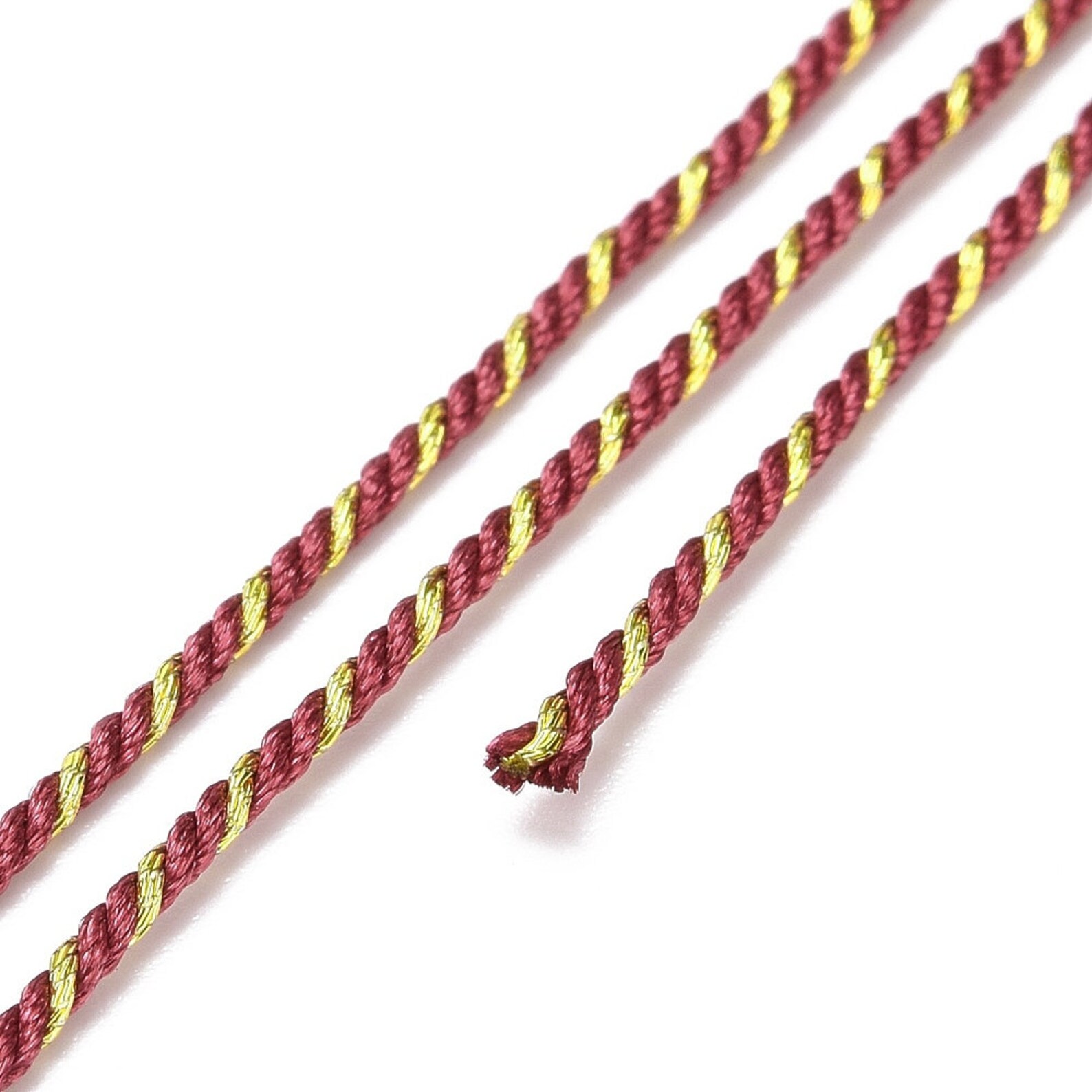 Cordon Tressé Filigrane Poly Coton Fil Doré 1.2 Mm Cordon Multicolore ...