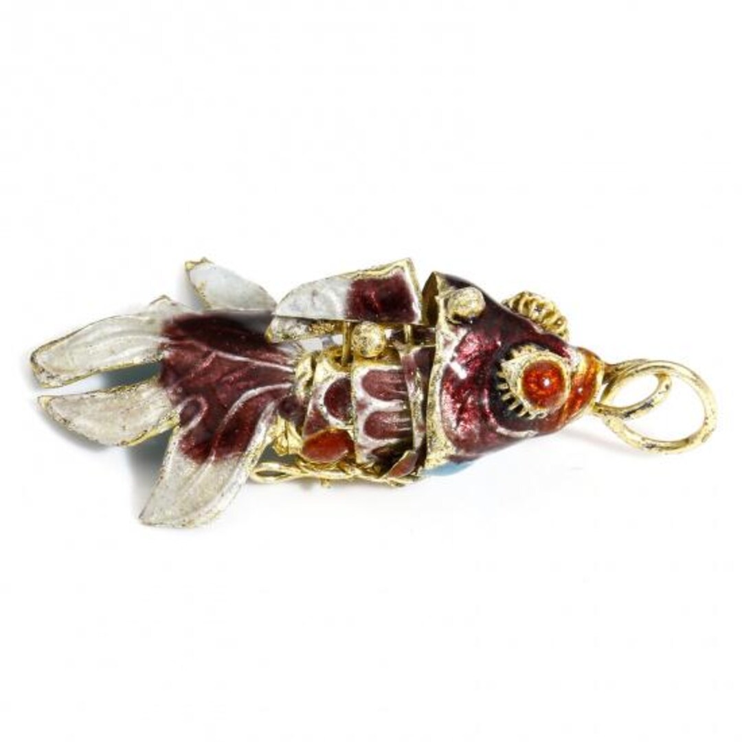 Pendentif Poisson Articulé Cloisonné En Laiton Émaillé – Bijou Vintage ...