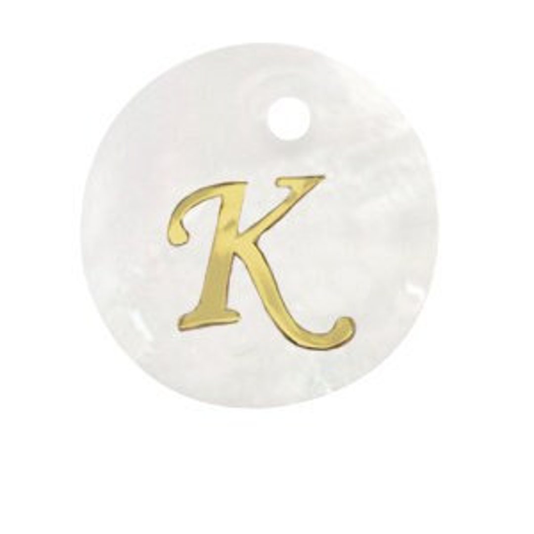 Lettre K Pendentif Alphabet Rond En Nacre Blanche Pendentif Lettre ...