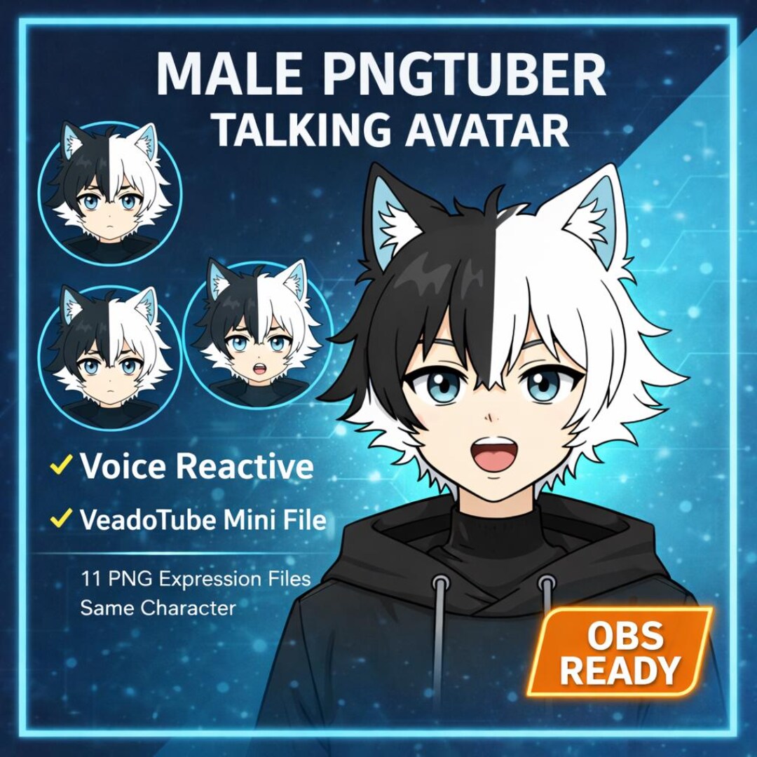 Male Pngtuber for Beginners – Talking Avatar – Voice Reactive – OBS ...