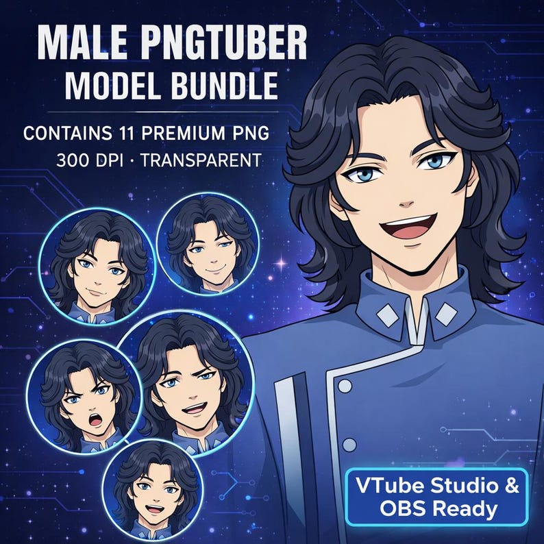 Male Pngtuber Model – Calm Leader | Premade Pngtuber | 11 PNG ...