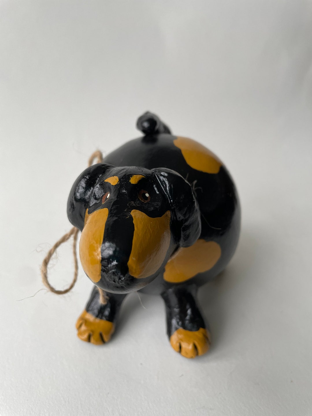 Handmade Folk Art Dog Gourd: Black and Gold Decor - Etsy