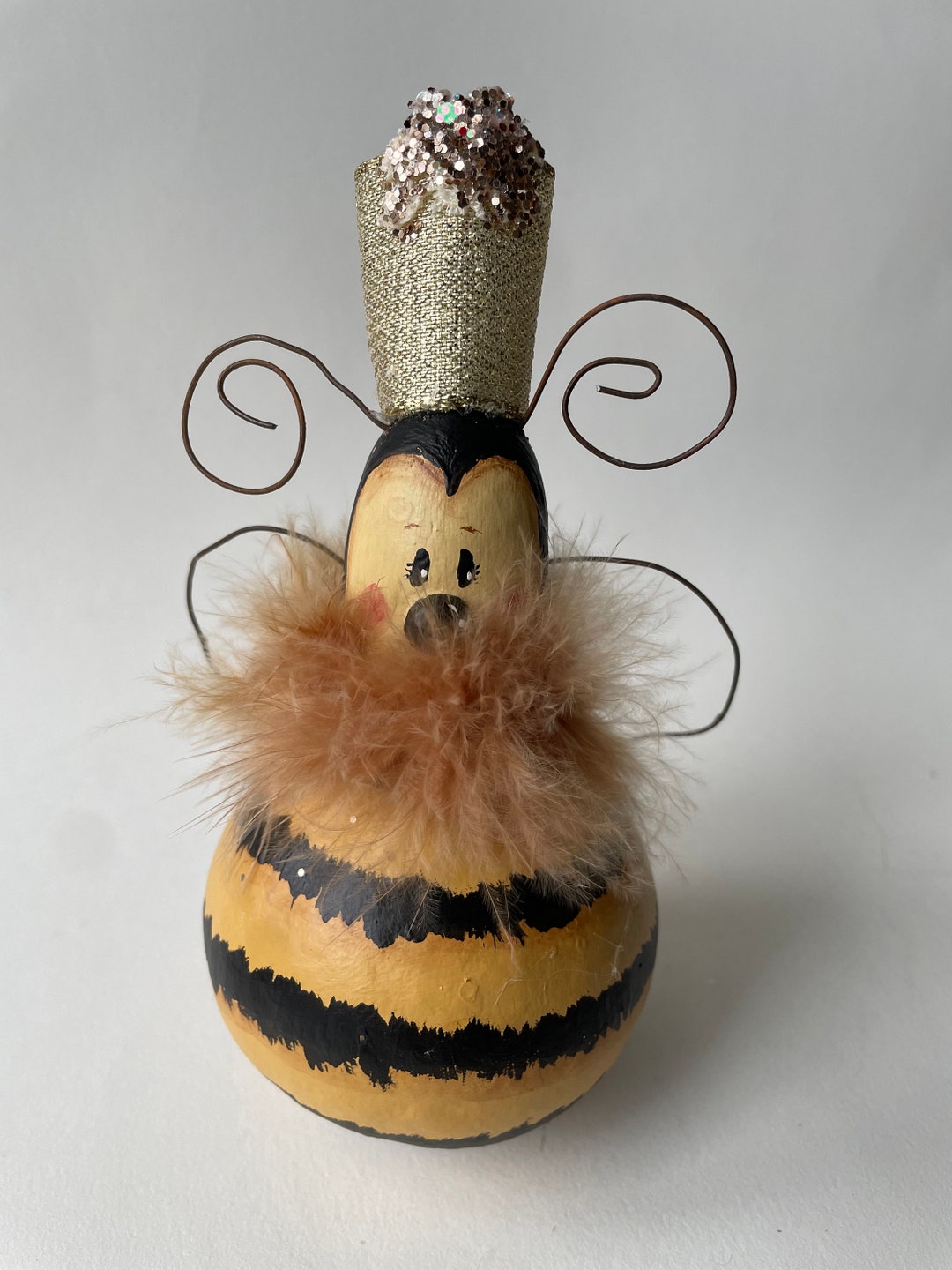 Bumble Bee Queen Gourd Folk Art Bumble Bee Dried Natural Gourd Queen ...