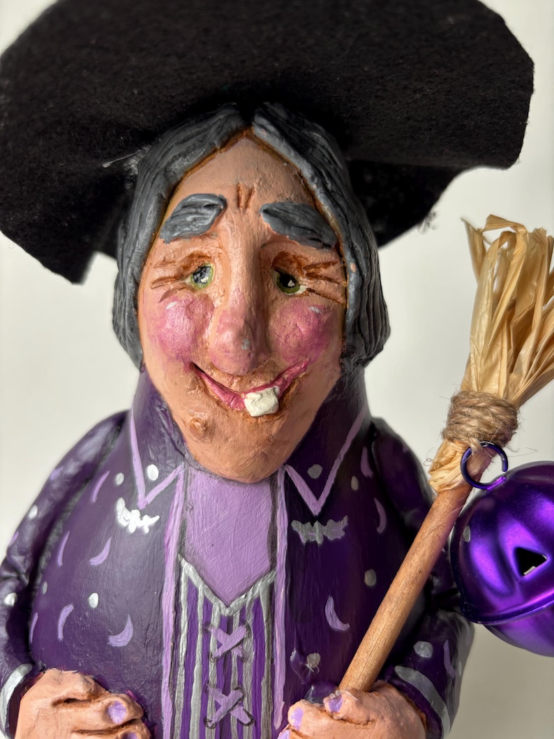 Handmade Halloween Witch Gourd Art With Broomstick - Etsy