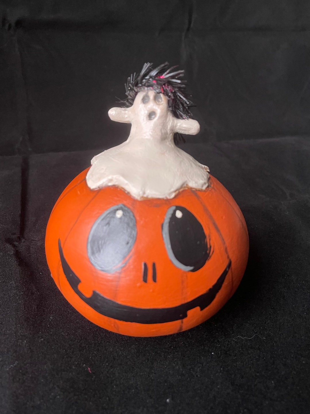 Pumpkin and Ghost Gourd Halloween Decoration Folk Art Pumpkin and Ghost ...
