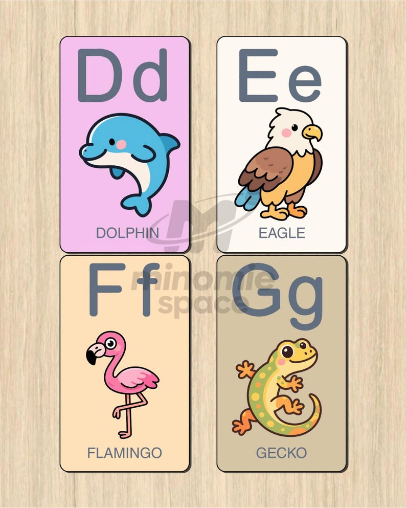Alphabet Animal Flashcards A-Z Printable for Kids | ABC Learning Cards ...