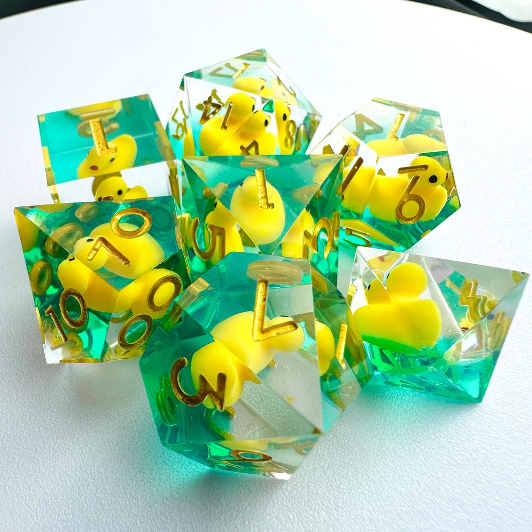 Cute Yellow Duck DND Dice Set, Polyhedral Roleplaying Dice D6 D20 ...