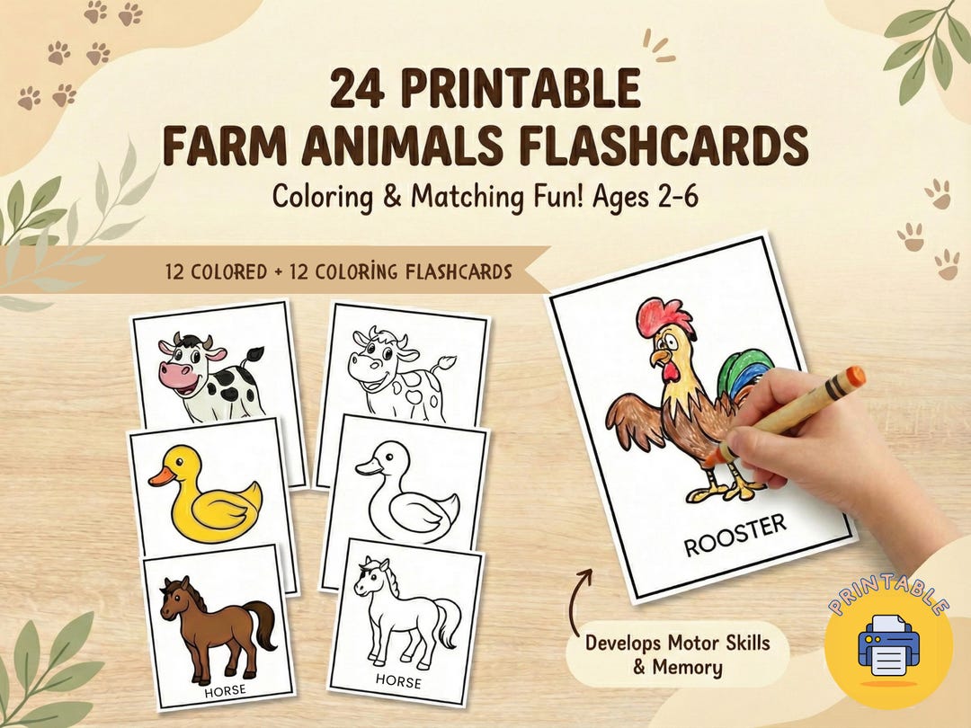 Farm Animals Flashcards for Kids | Preschool Learning Activity ...