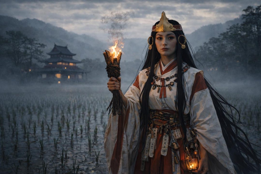 Miko Shrine Maiden Art Print | Japanese Folklore, Sacred Feminine ...