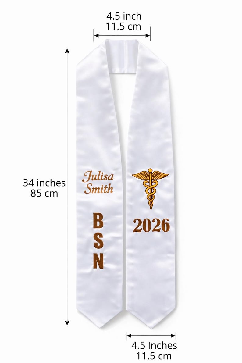 Custom Embroidery Graduation Stoles/bsn Graduation Sash - Etsy