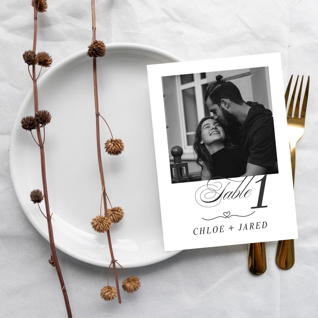 Photo Themed Table Number Place Setting Cards Canva Template ...
