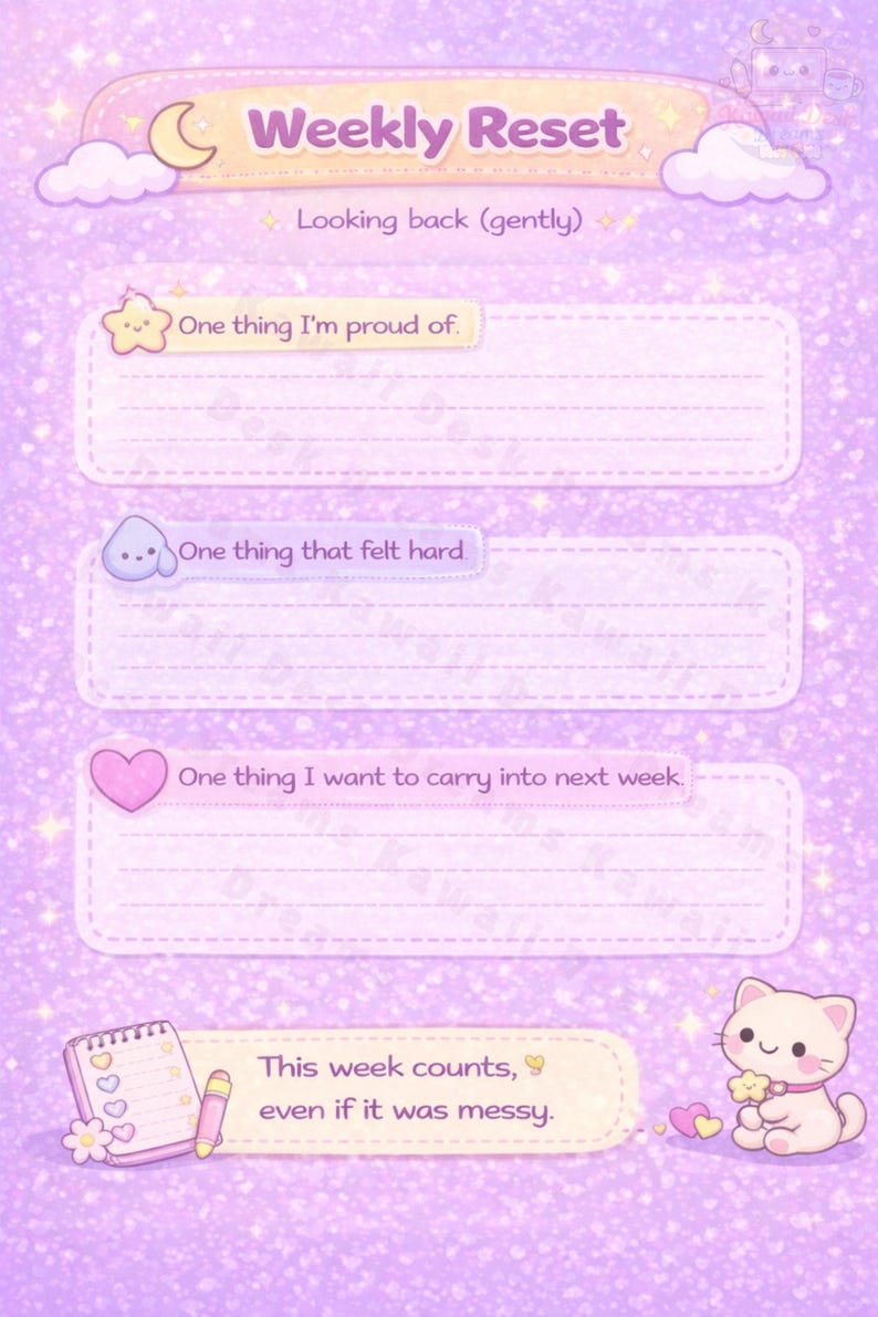 Kawaii Pastel Weekly Planner | Gentle Planning Pages (digital Download ...