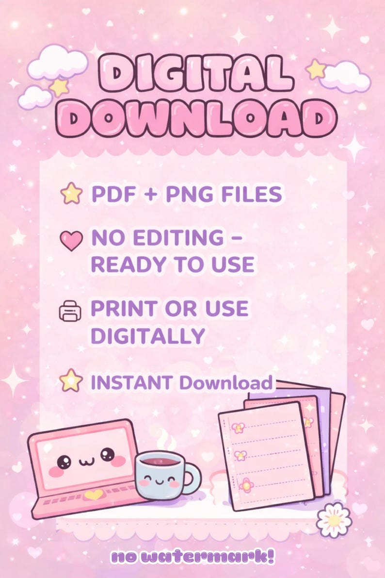 Kawaii Pastel Weekly Planner | Gentle Planning Pages (digital Download ...