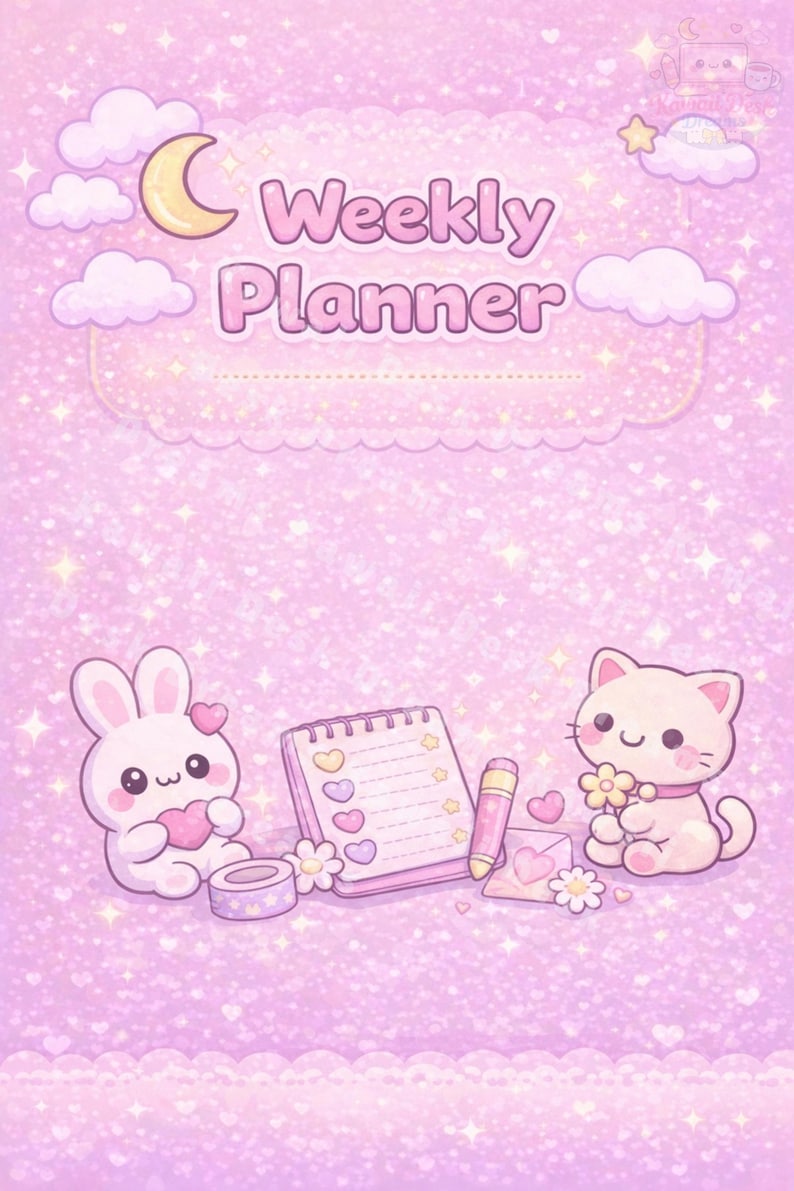 Kawaii Pastel Weekly Planner | Gentle Planning Pages (digital Download ...