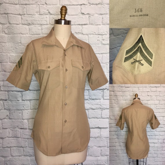Womens Tan Beige Uniform Shirt- Safari Chest Pockets … - Gem