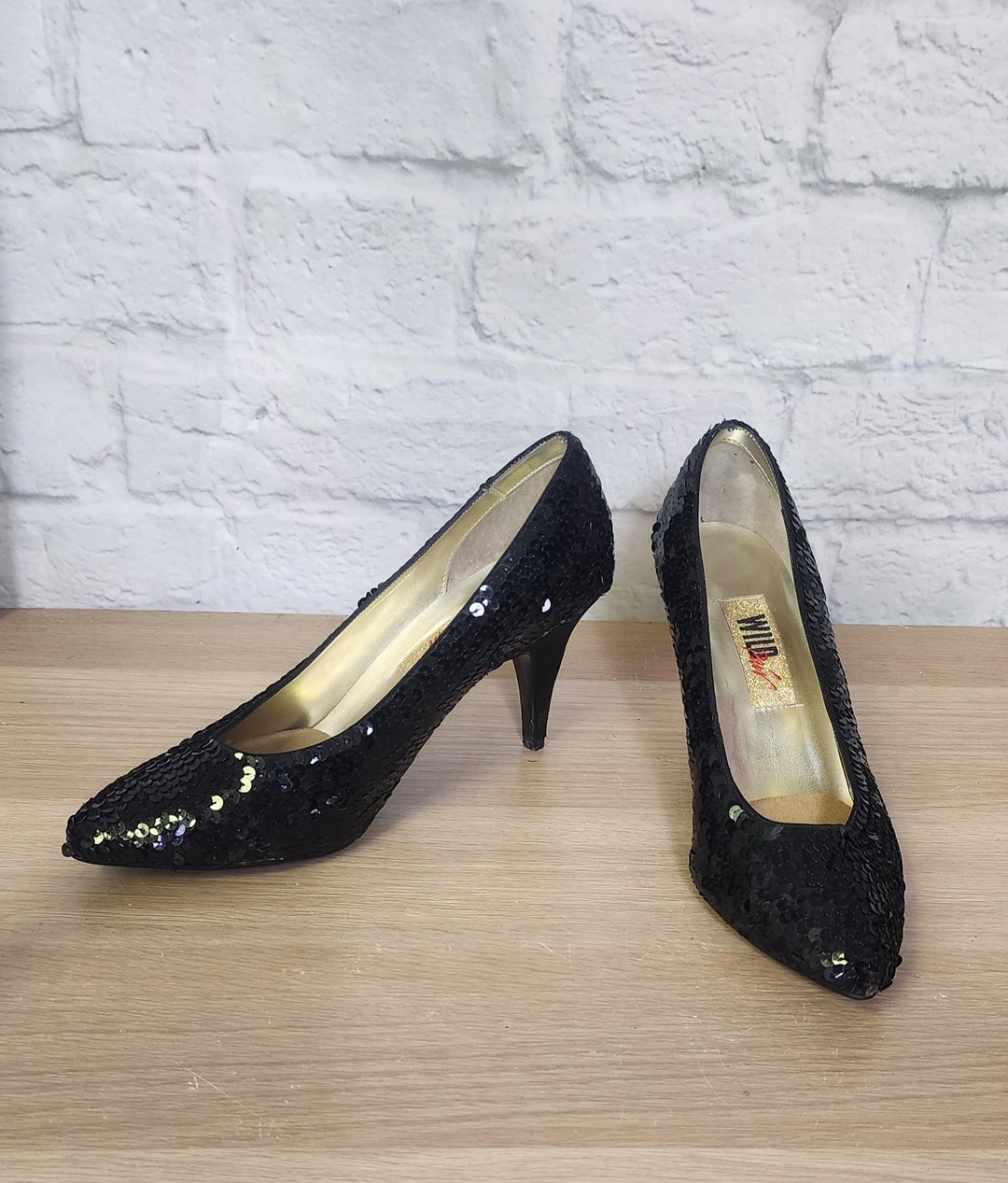 80s Black Sequin High Heel Bridesmaid Prom Shoes Womens Party Pinup - Etsy