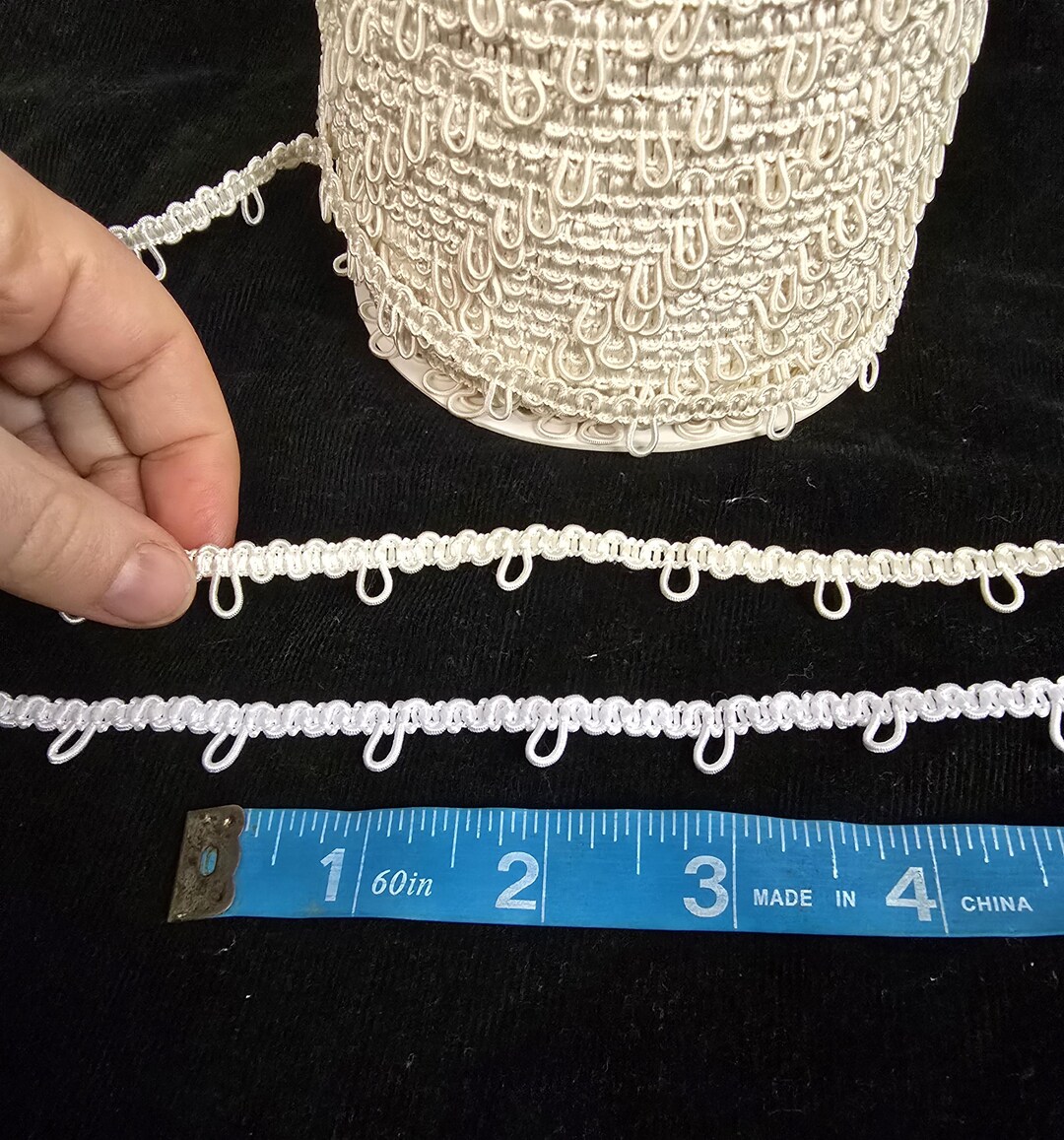 White & Ivory Bridal Stretch Button Looping, Loop Trim 1 Inch Spacing ...