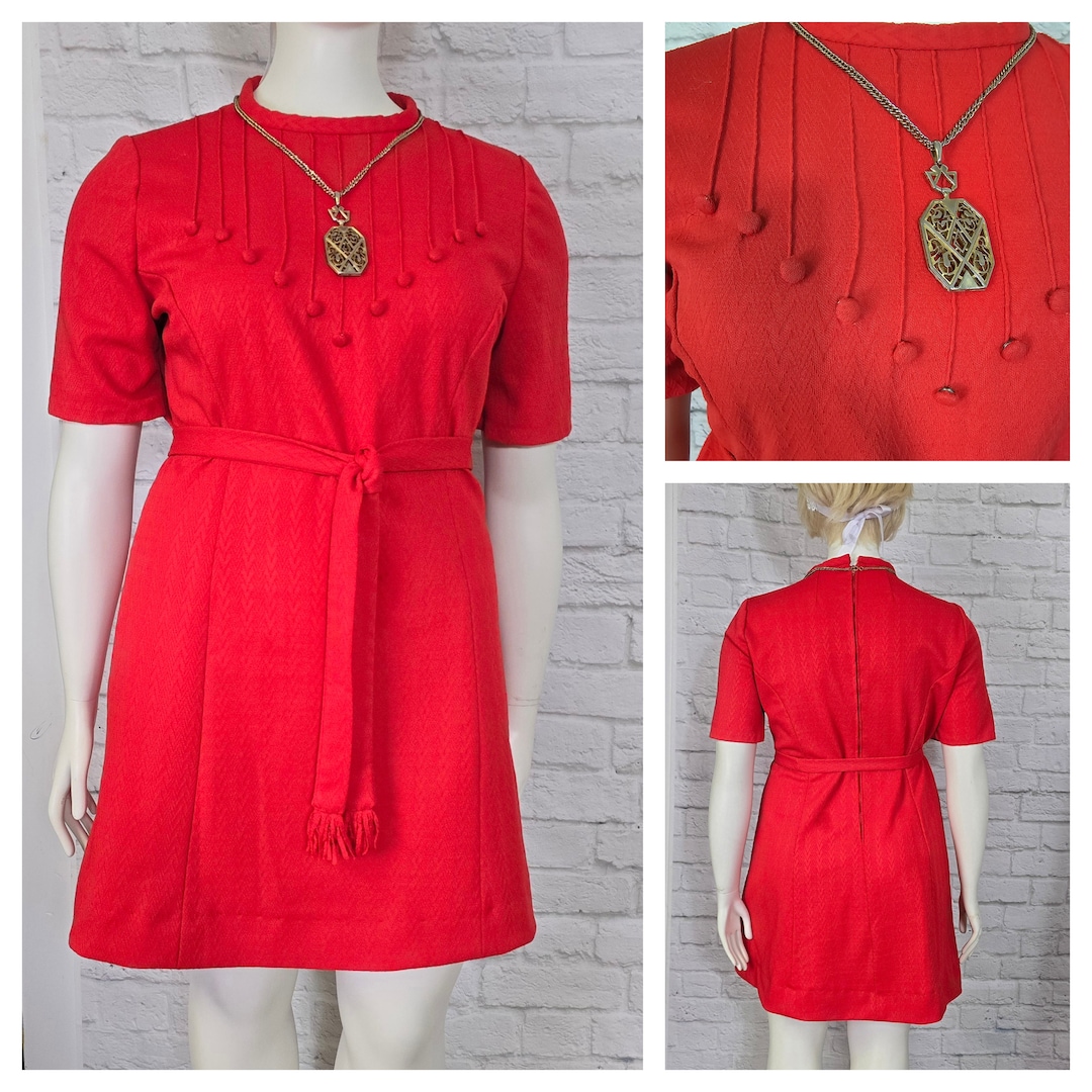 60s/70s Mod Dress, Volup Plus, Mini Aline Shift, Red Fit Flare Aline ...