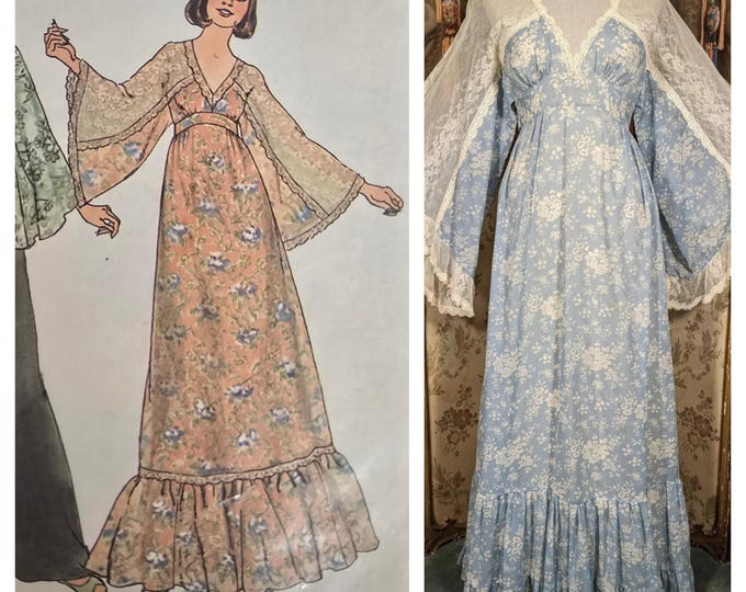 Sewing Pattern Simplicity 7145, DIY Gunne Dupe Angel Sleeve, 1970s Boho ...