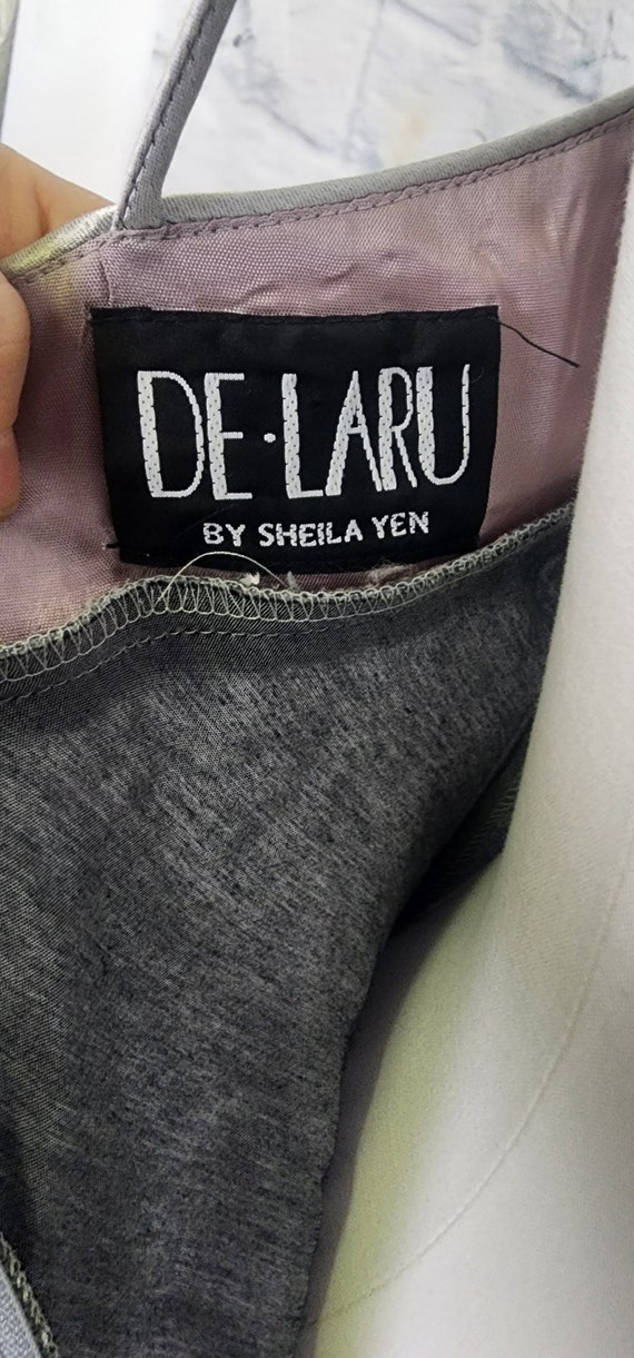 Y2k/90s Slip formal dress, prom gown, silver satin an… - Gem