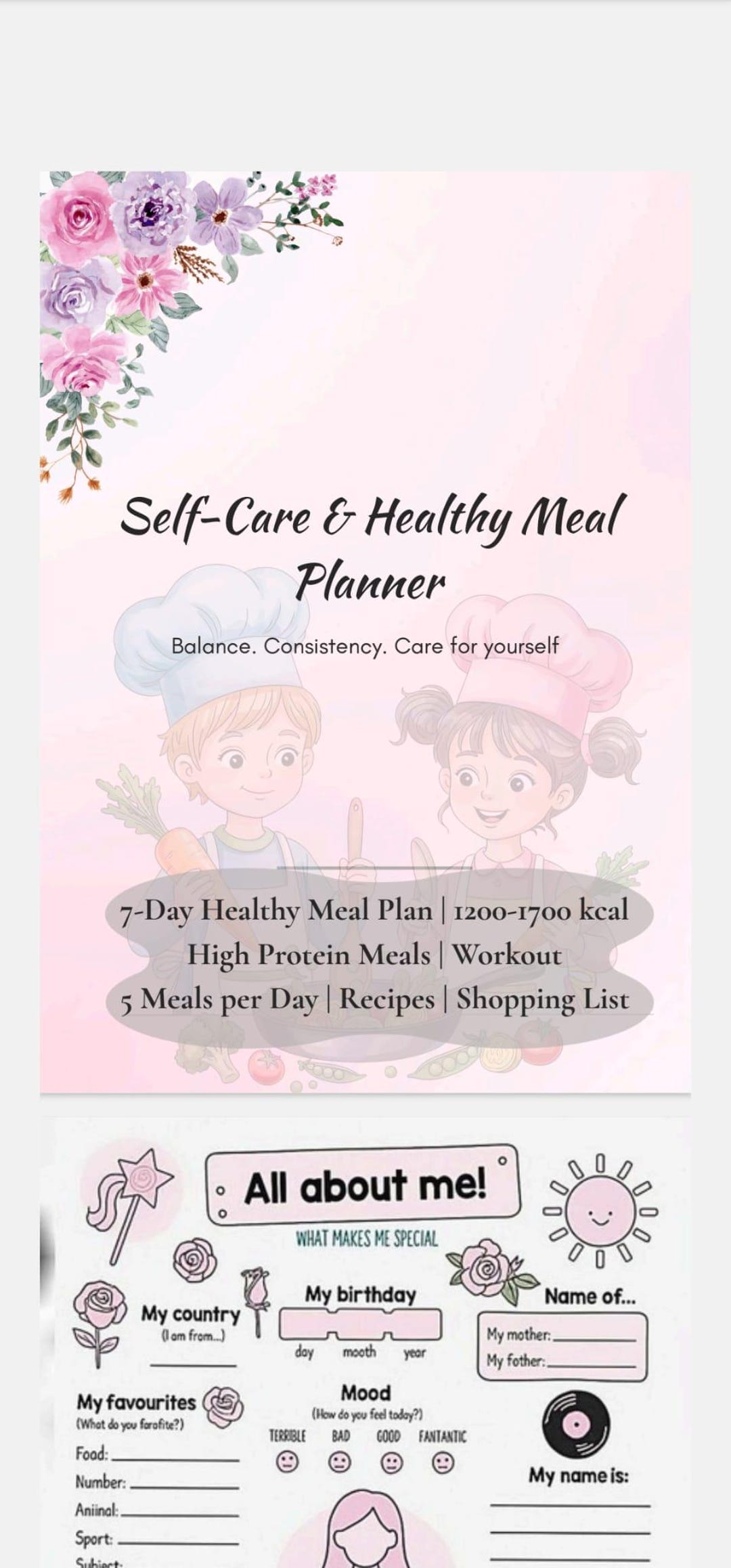 Self-care & Complex Healthy Meal Planner, Recipes, Daily Planner ...