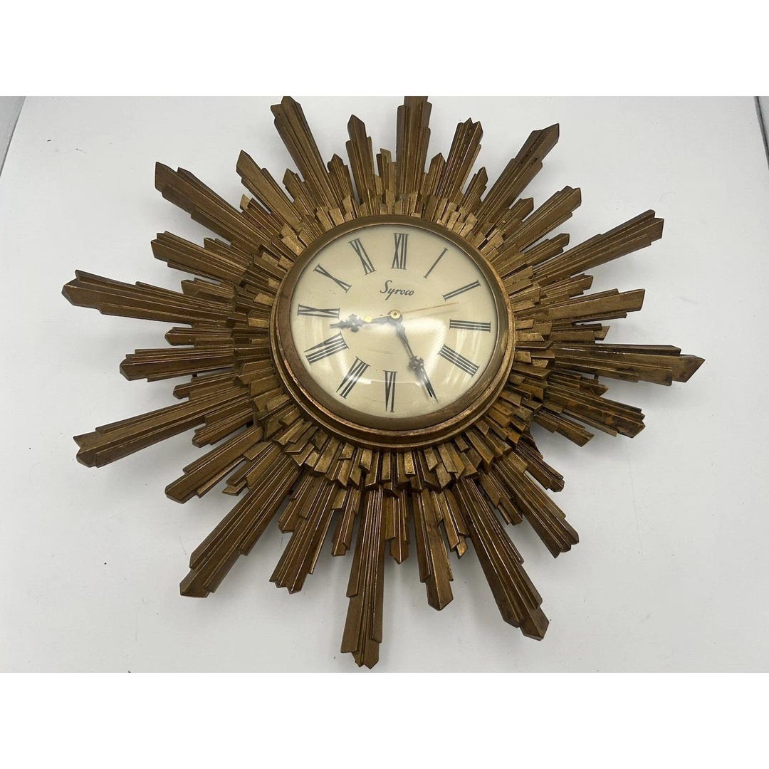 Vtg MCM Syroco 16" Starburst Clock Working Flaws - Etsy