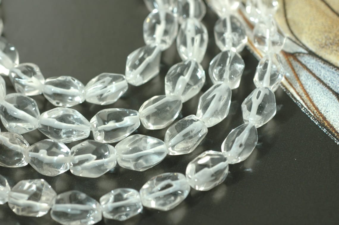 Ice : Natural Crystal Quartz Faceted Nuggets, 10x14mm, Bohemian, Yoga ...