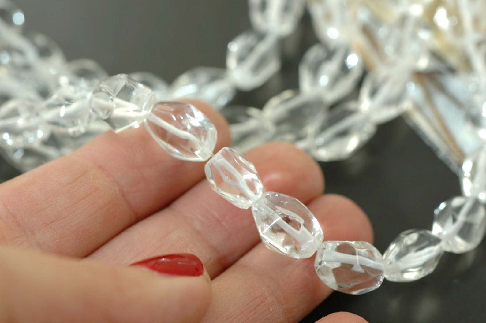 Ice : Natural Crystal Quartz Faceted Nuggets, 10x14mm, Bohemian, Yoga ...