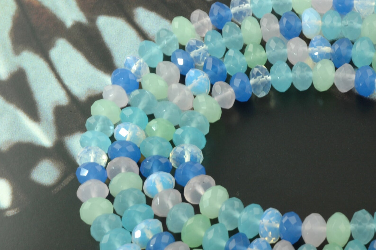 Opalite Glass : Pastel Color Mix, 6x9mm Faceted Rondelle Beads ...