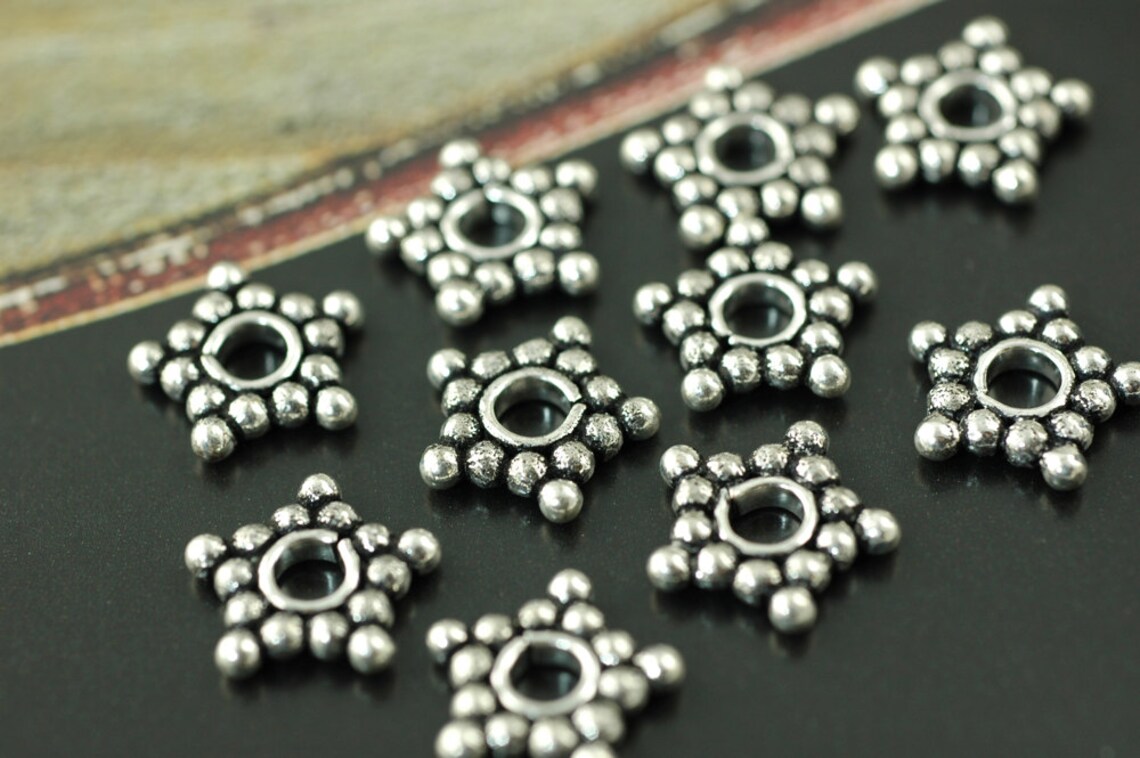 Dotted Star : 3x14mm Dot Pattern Sterling Silver Plated | Etsy