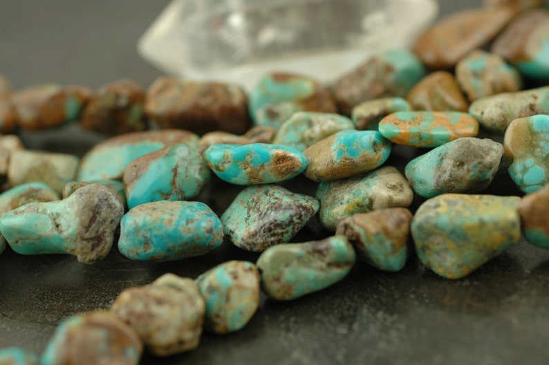 Blue Turquoise : in Brown Matrix Nugget Beads, 10x15mm, Natural Boho ...