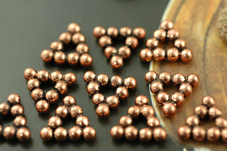 Copper Triangle : 12x12mm, Dotted Pattern Beads With Antiqued Finish ...