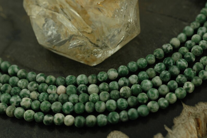 Tree Lace Agate : Mottled Green & White Round Beads, 4mm, Natural ...