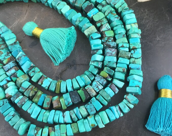 Designer Squares : Natural Turquoise Beads, 4x8mm, Bohemian Tribal ...