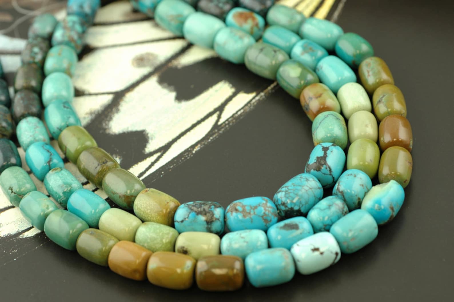 Natural Blue-green Turquoise Barrel Shaded Beads / 13x17mm. / Designer ...
