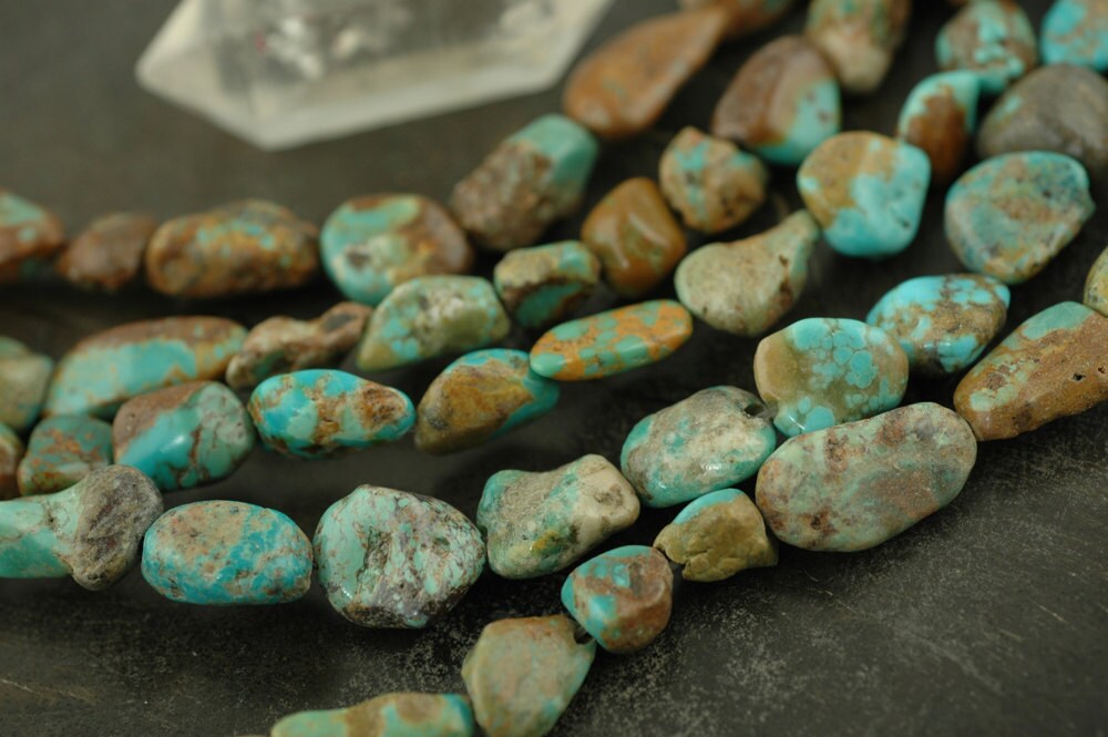 Blue Turquoise : in Brown Matrix Nugget Beads, 10x15mm, Natural Boho ...