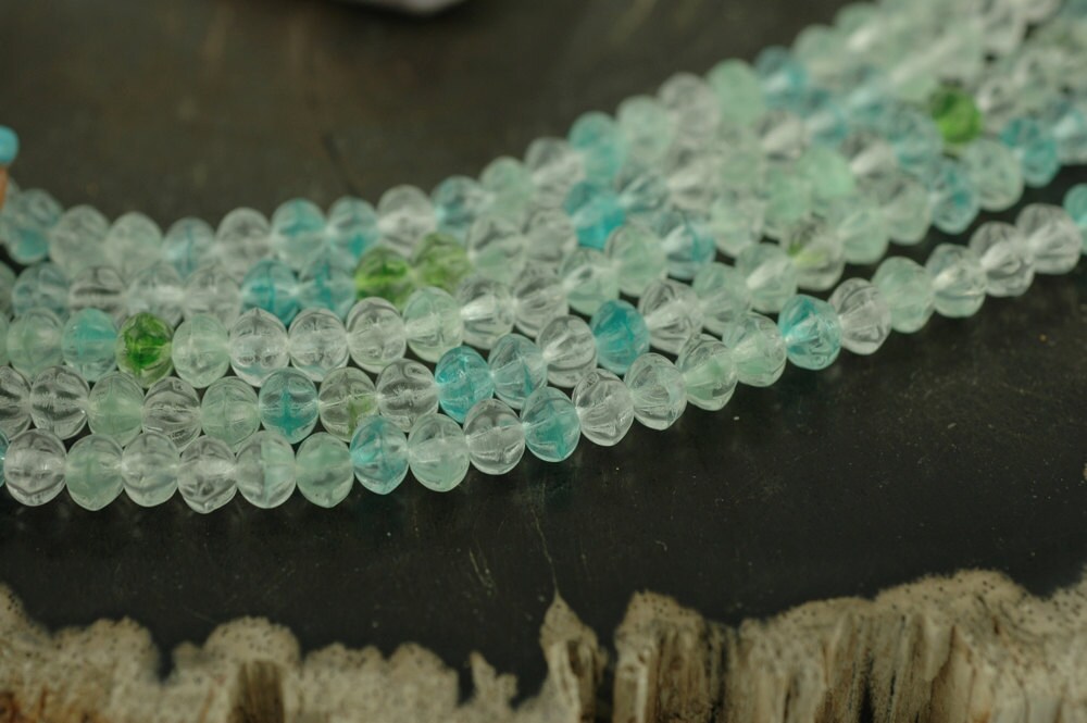 Swimming Pool Blues: Translucent Czech Glass Rondelle Beads, Clear and ...